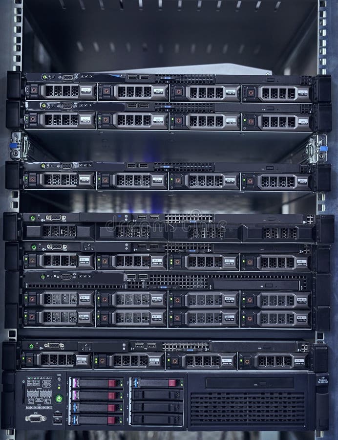 Technology, Server Room and Input on Computer for Network, Connection ...