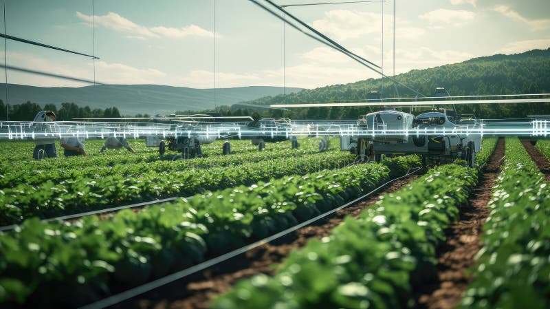 Technology smart farm stock illustration. Illustration of drones ...