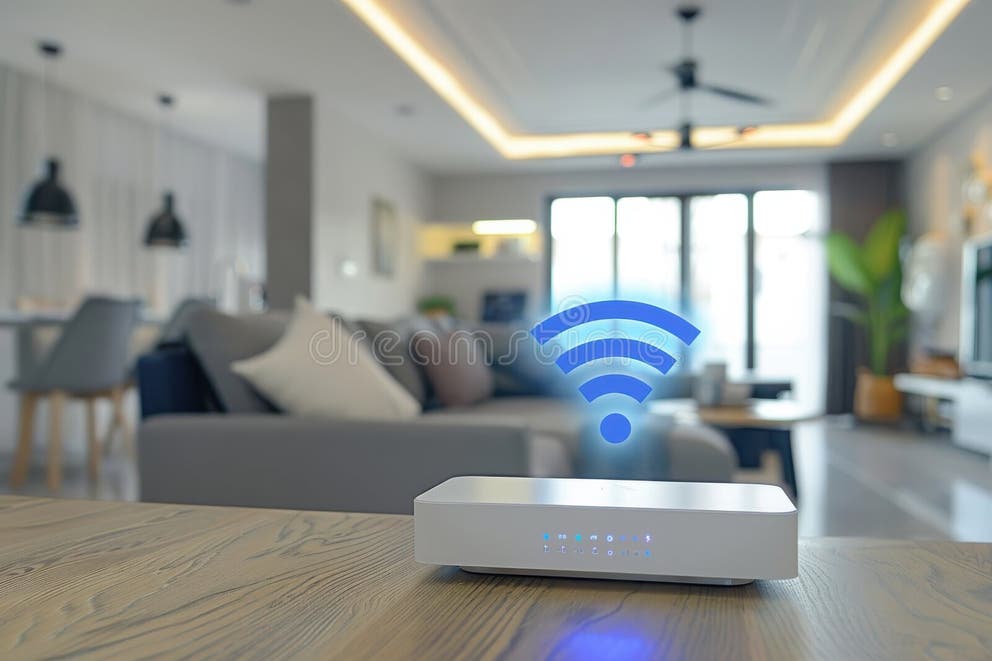 Technology for Smart Home and IoT Concept. Wifi Extender, Blue Wifi ...