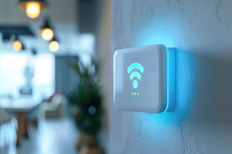 Technology for Smart Home and IoT Concept. Wifi Extender, Blue Wifi ...