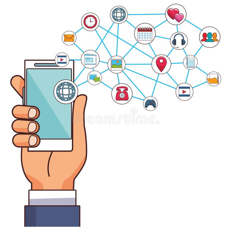 Technology Smartphone Cartoon Stock Vector - Illustration of connect ...