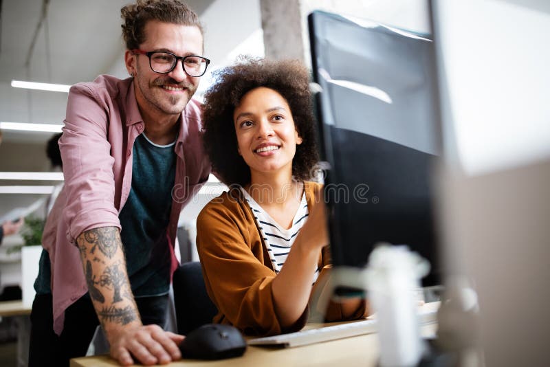 Technology Software Business Office Programming People Concept Stock ...