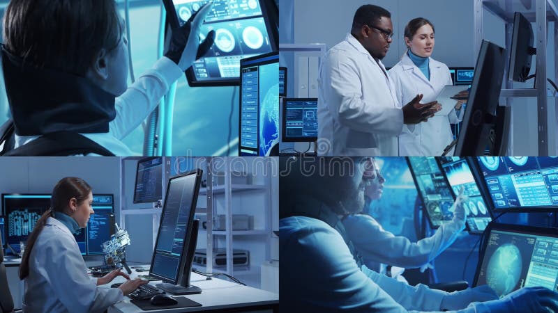 Technology, Space Exploration and Medical Concept. Scientists ...