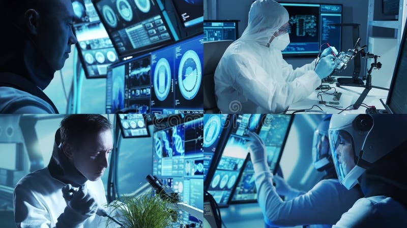 Technology, Space Exploration and Medical Concept. Scientists ...