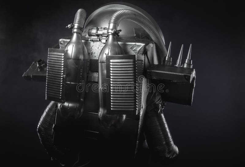 Technology, Space Man, Astronaut Dressed in Silver or Metalized Stock ...