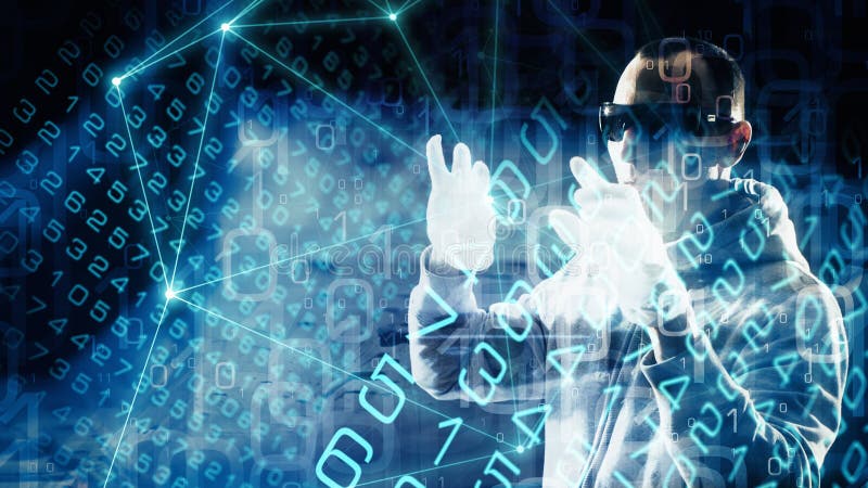 Machine Learning Creative Concept, Chaos Random Data Code Stream, Big ...