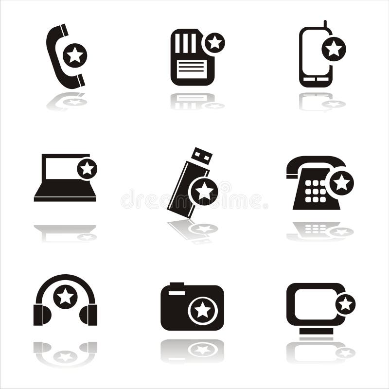 Technology with Stars Icons Stock Vector - Illustration of call, star ...