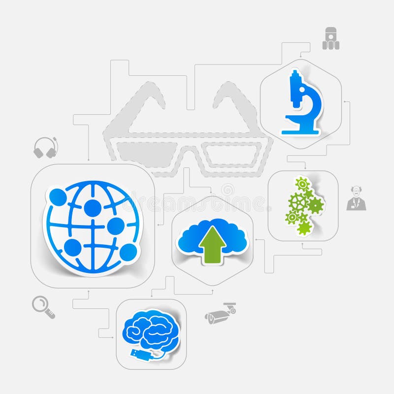 Technology Sticker Infographic Stock Vector - Illustration of media ...