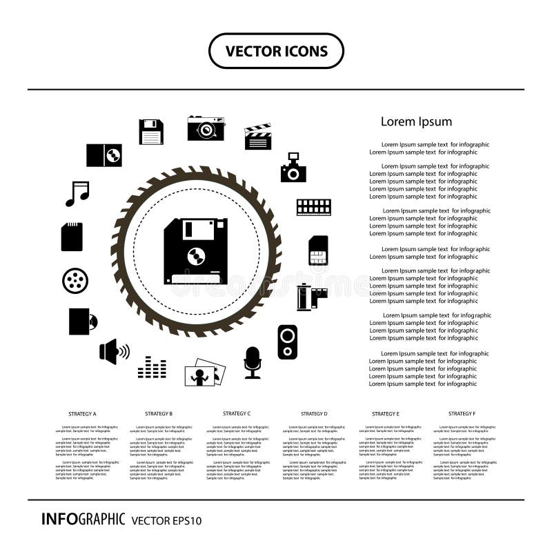 Computer and Storage Icons Set Stock Vector - Illustration of retro ...