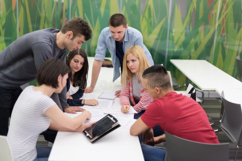 Technology Students Group in Computer Lab School Classroom Stock Photo ...