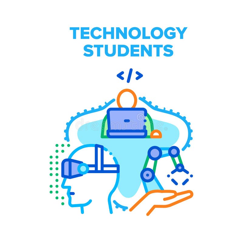 Technology Students for Study Vector Concept Color Stock Vector ...