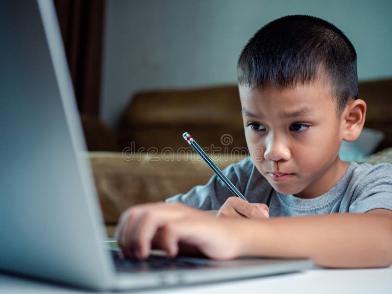 Technology Studying at Home Using Laptop Computer, Student Distance ...