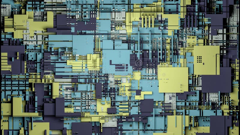 Technology Surface with a Lot of Details. Simple Geometry Shapes ...