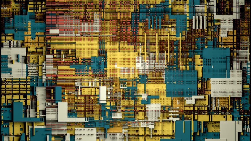 Technology Surface with a Lot of Details. Simple Geometry Shapes ...