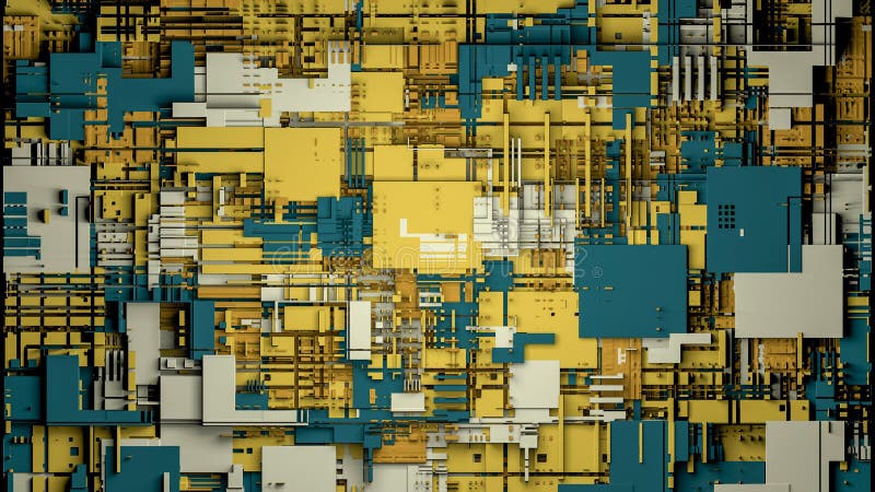 Technology Surface with a Lot of Details. Simple Geometry Shapes ...