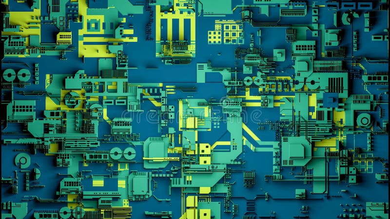 Technology Surface with a Lot of Details. Simple Geometry Shapes ...