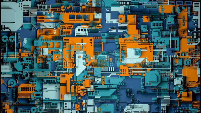 Technology Surface with a Lot of Details. Simple Geometry Shapes ...