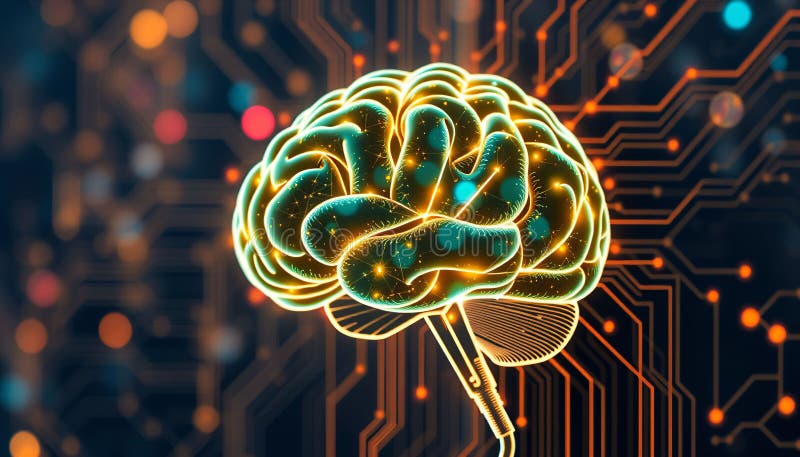 Thought Process Brain, CPU, AI Integration Stock Illustration ...