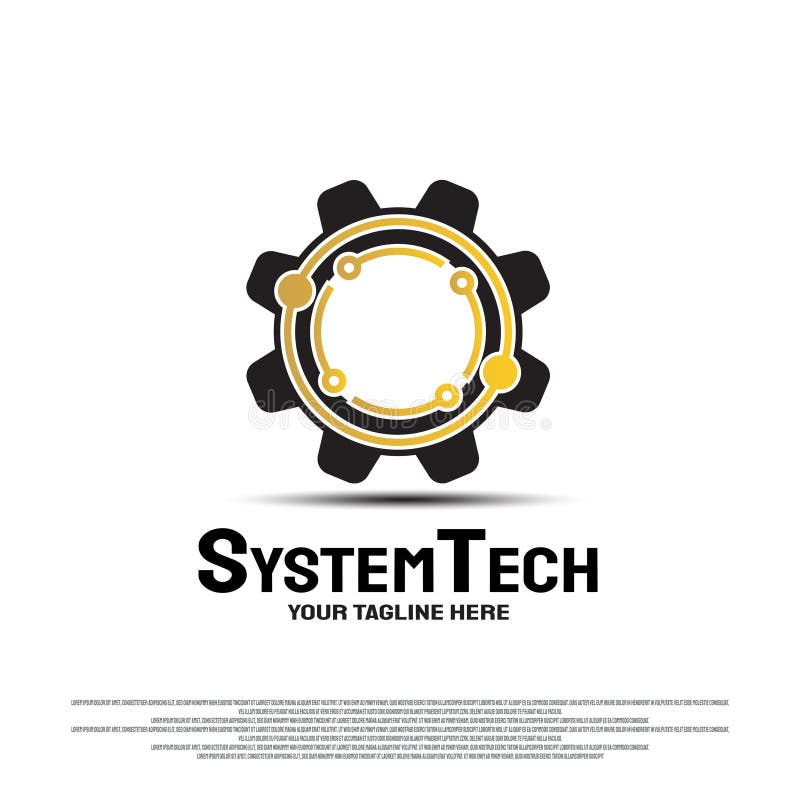Technology System Logo Design with the Concept of Gears and Circuit ...