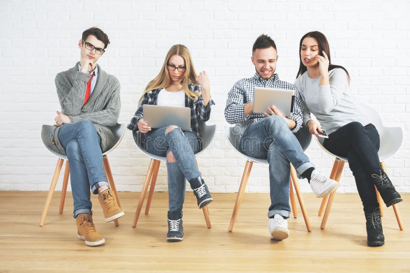 Technology, Teamwork and Communication Stock Image - Image of brick ...