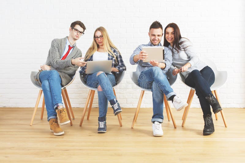 Technology, Teamwork and Communication Stock Photo - Image of laptop ...