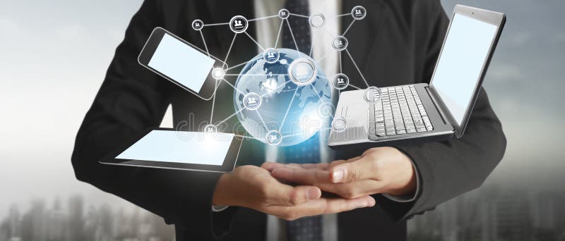 Technology Tech Devices Connected To Each Other in Hands Stock Photo ...