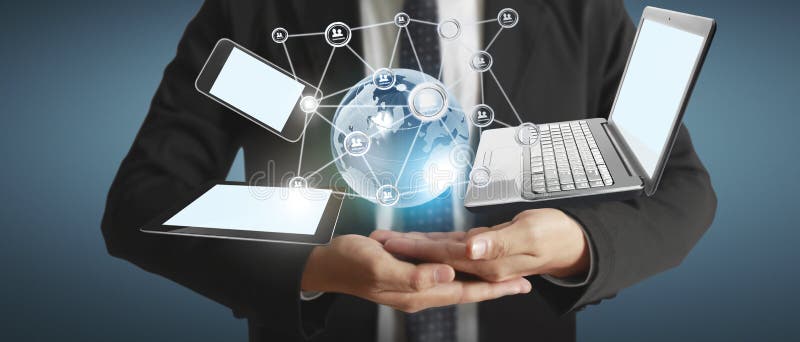 Technology Tech Devices Connected To Each Other in Hands Stock Photo ...