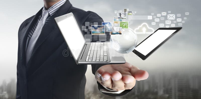 Technology Tech Devices Connected To Each Other in Hands Stock Photo ...