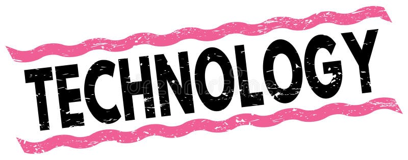 TECHNOLOGY Text on Pink-black Lines Stamp Sign Stock Illustration ...