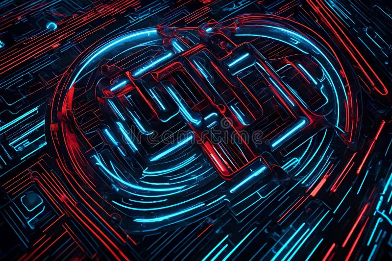 Technology-themed Abstract Background with Blue and Red Lines Creating ...
