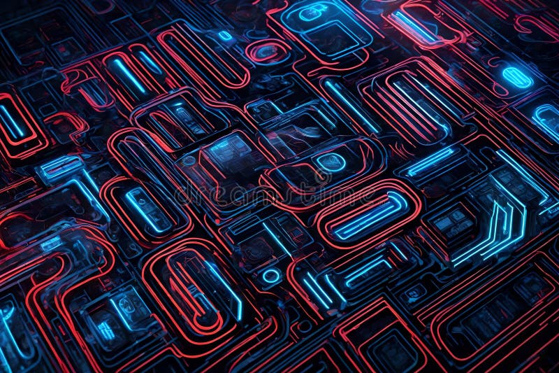 Technology-themed Abstract Background with Blue and Red Lines Creating ...