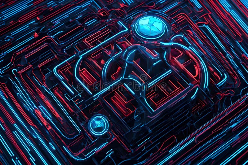 Technology-themed Abstract Background Featuring Blue and Red Lines ...