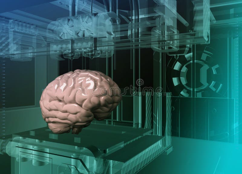 Technology To Create Brain in a 3d Printer Stock Illustration ...