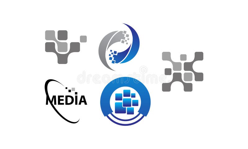 Technology Transfer Media Template Set Stock Vector - Illustration of ...
