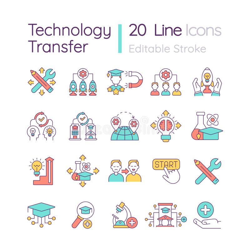 Technology Transfer RGB Color Icons Set Stock Vector - Illustration of ...