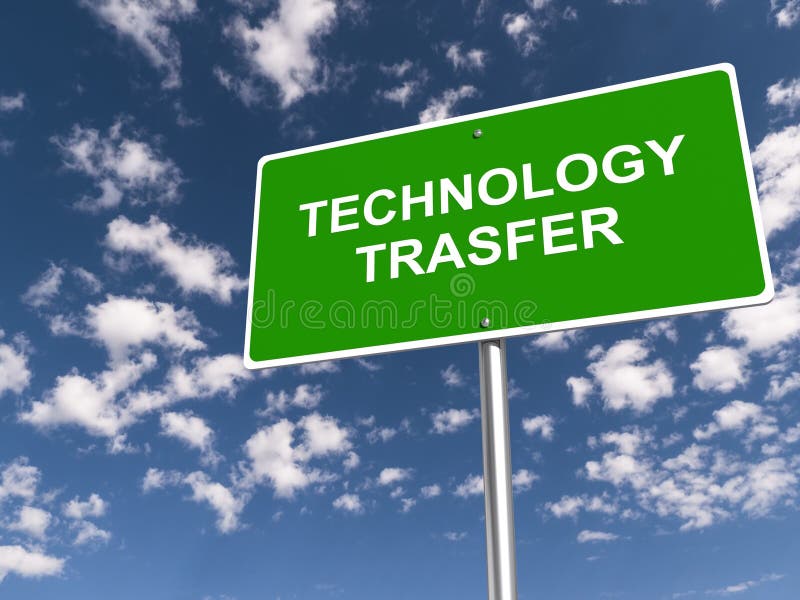 Technology Transfer Traffic Sign on Blue Sky Stock Illustration ...