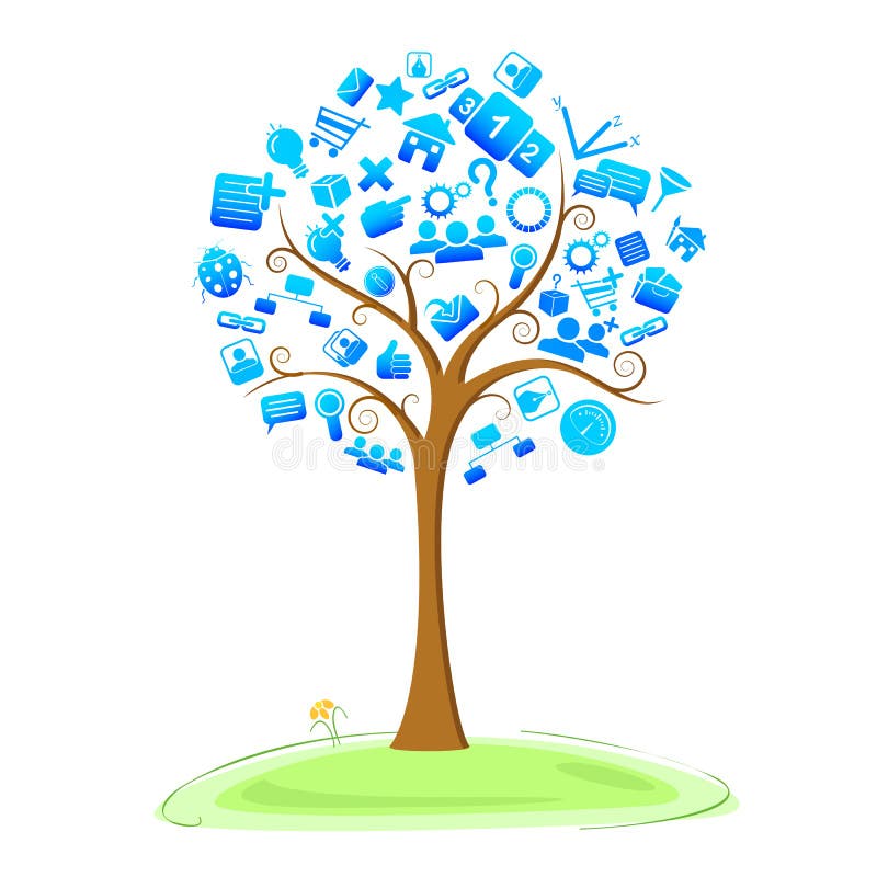Technology Tree stock vector. Illustration of email, button - 26332028