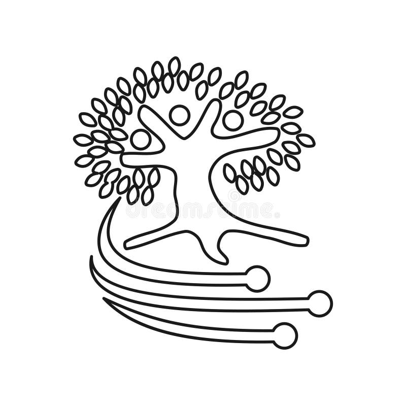 Technology Tree Commitment Teamwork Together Outline Logo Stock Vector ...