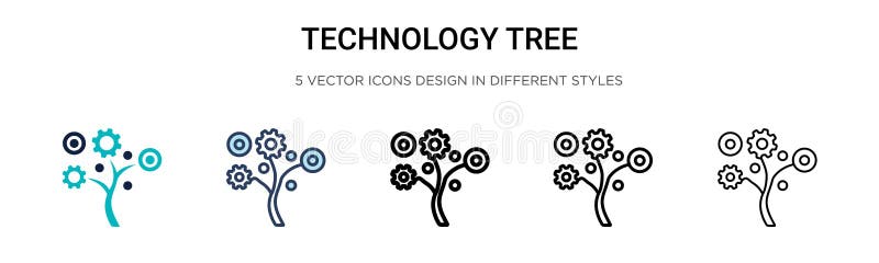 Technology Tree Icon in Filled, Thin Line, Outline and Stroke Style ...