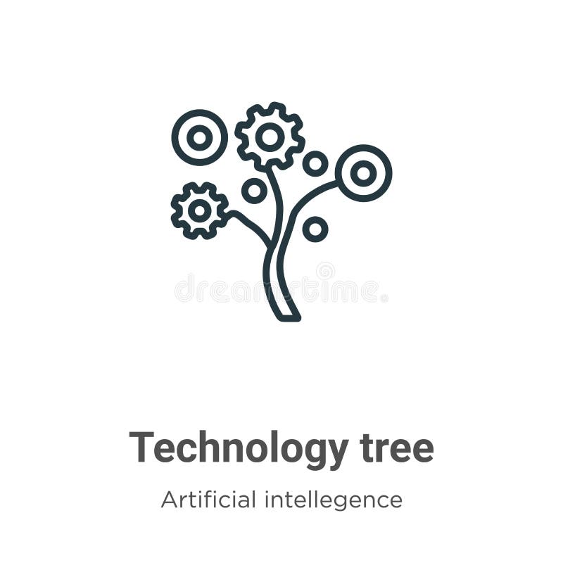 Technology Tree Outline Vector Icon. Thin Line Black Technology Tree ...