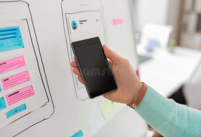 Ui Designer or Developer Hand Holding Smartphone Stock Image - Image of ...