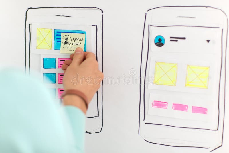 Hand of Developer Working on Ui Design at Office Stock Photo - Image of ...