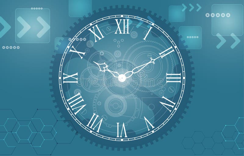 Technology Vector Background Abstract Analog Clock Concept Stock