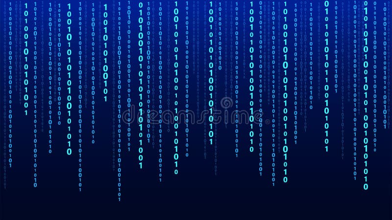 Technology Vector Binary Code. Random Falling Digits on Screen. Hacked Software. Matrix Sciense ...