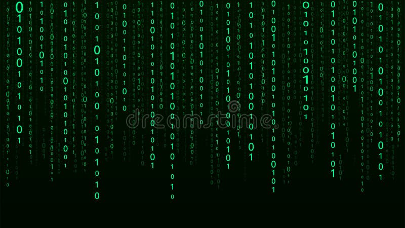 Technology Vector Binary Code. Random Falling Digits on Screen. Hacked ...