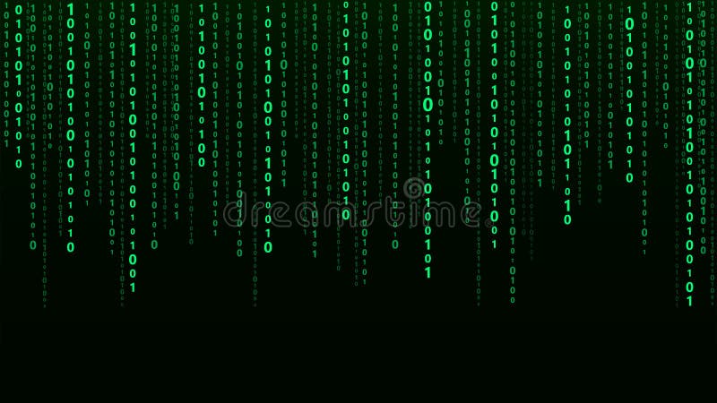 Technology Vector Binary Code. Random Falling Digits on Screen. Hacked Software. Matrix Sciense ...