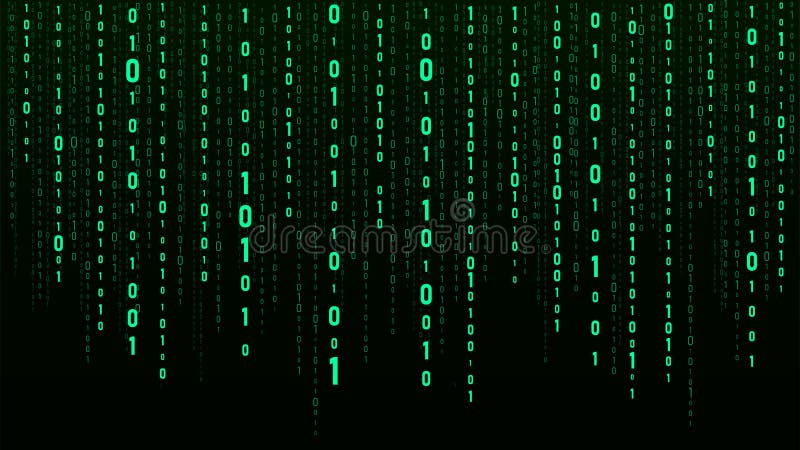 Technology Vector Binary Code. Random Falling Digits on Screen. Hacked Software. Matrix Sciense ...