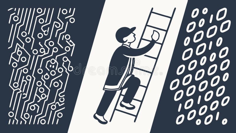 Binary Code Climber, Technology Vector Design Concept Art. Vector Design Generative AI Stock ...
