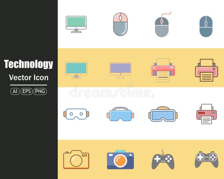 Technology Vector Icon Bundle Set Stock Image - Image of internet ...