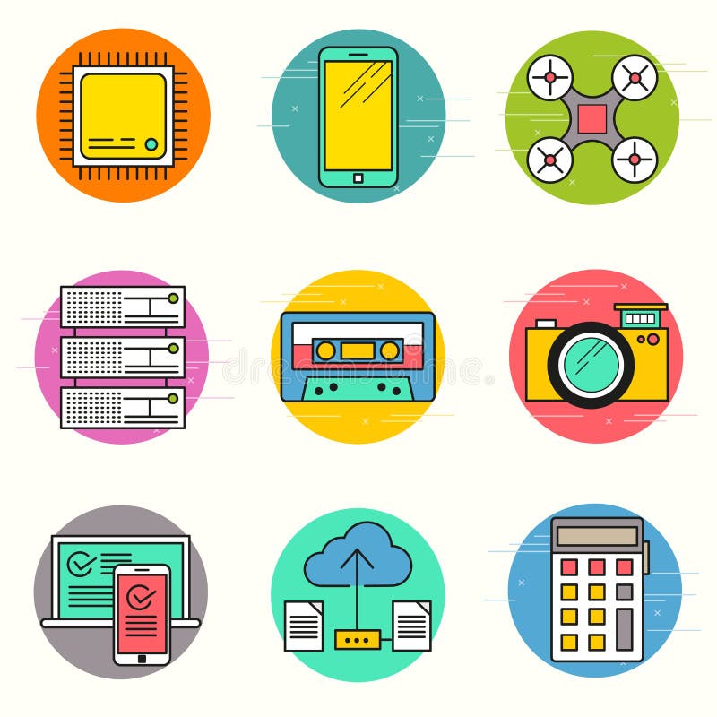 Technology Vector Icon Set stock vector. Illustration of camera - 60077926